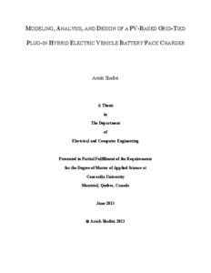 Modeling, Analysis, and Design of a PV-Based Grid-Tied Plug-In Hybrid ...